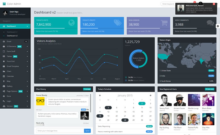 Color Admin Front End / Admin / Dashboard / Angular 4 HTML Template
