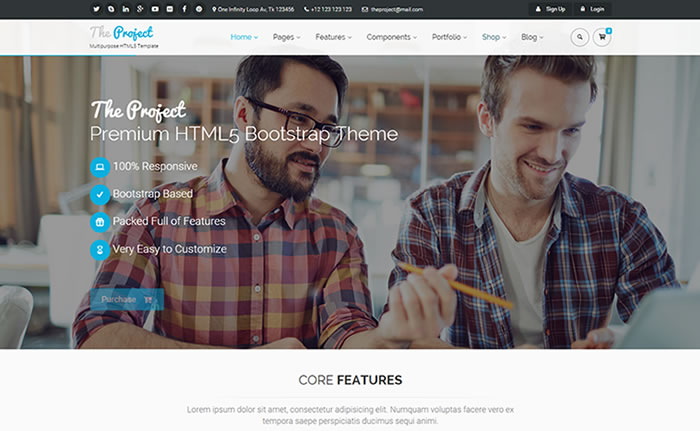 The Project Multipurpose Bootstrap 4 HTML5 Template / Theme